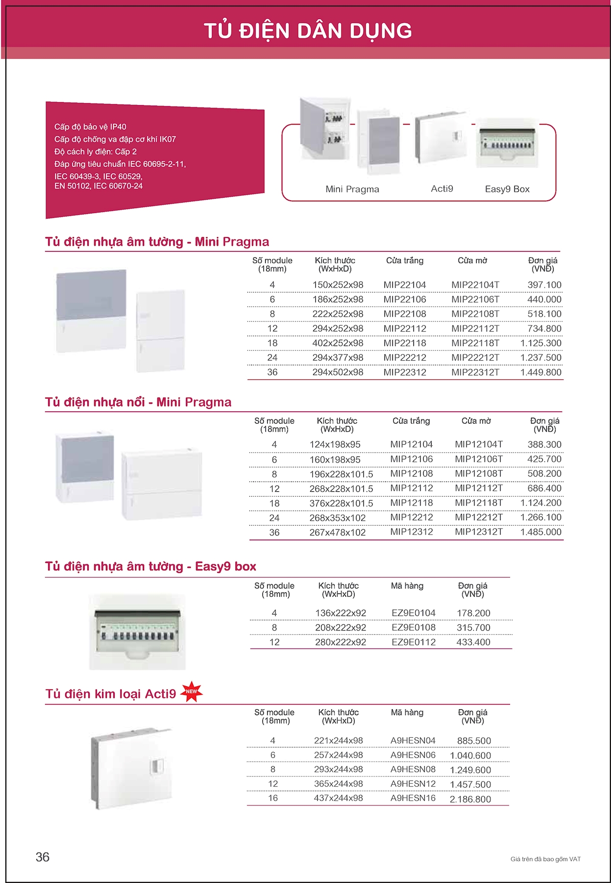Tủ điện nhựa Schneider MIP22104 | vattumientay.com
